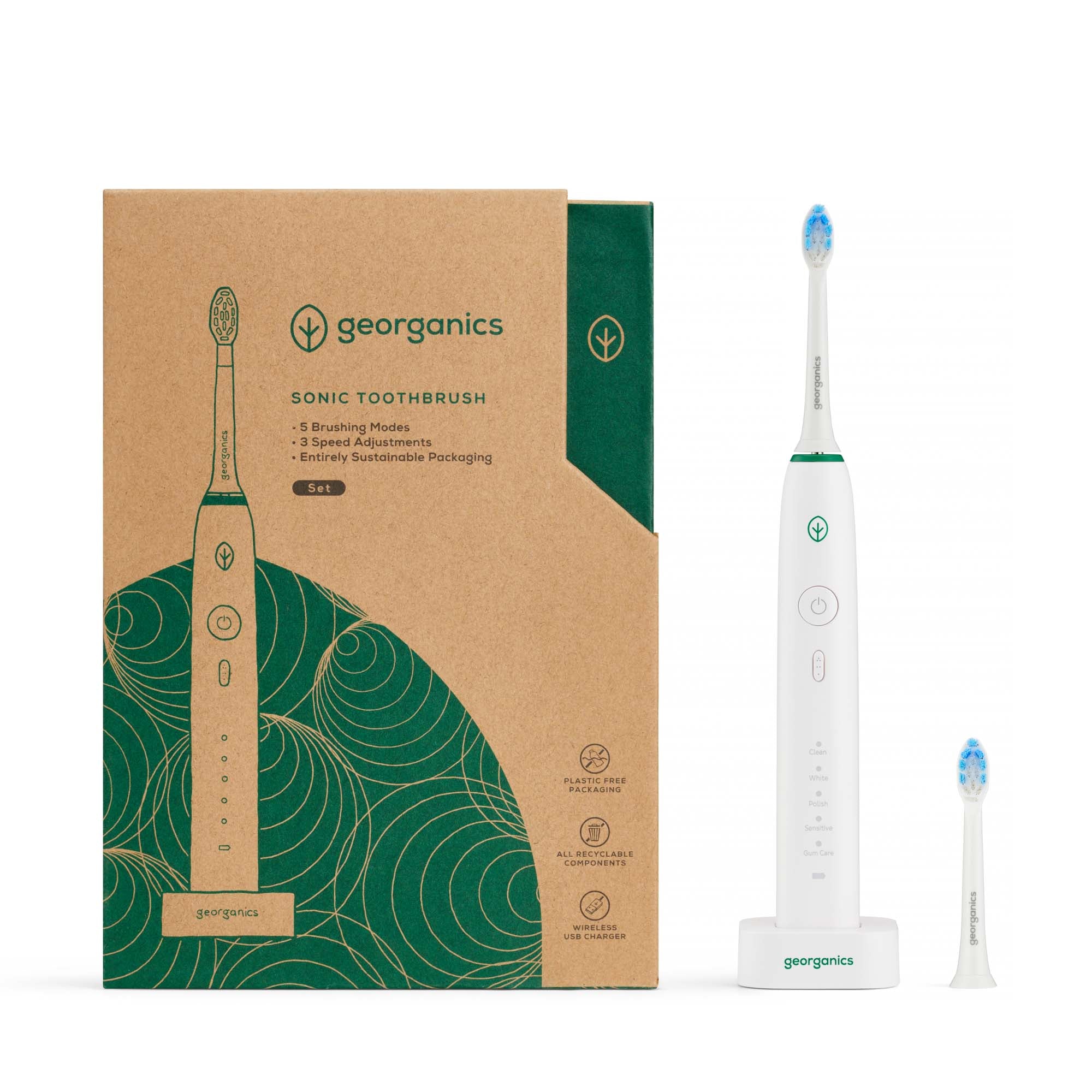 Georganics Sonic High Quality Electric Toothbrush Set - 50000SPM ...
